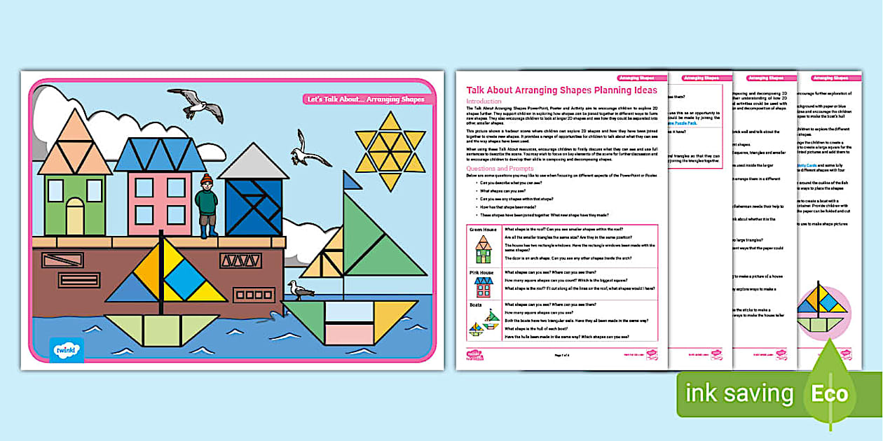 Talk About Arranging Shapes Maths Poster and Planning Ideas