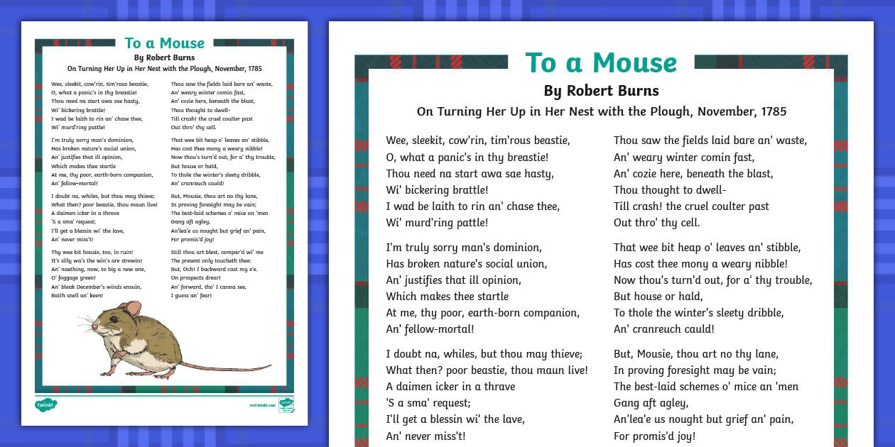 To a Mouse Robert Burns Poem (teacher made) - Twinkl