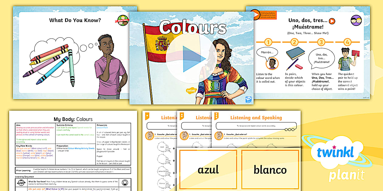 Spanish Colours - My Body: Colours Lesson Pack - PlanIt