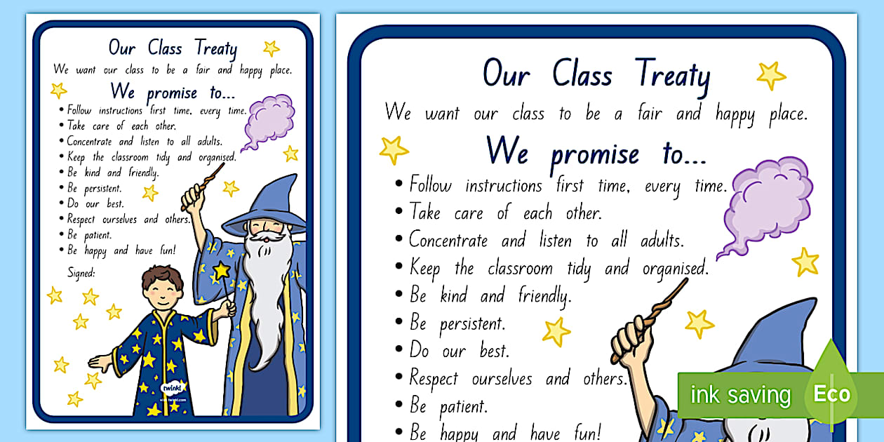 Class Agreement Wizard-Themed Display Poster (teacher made)