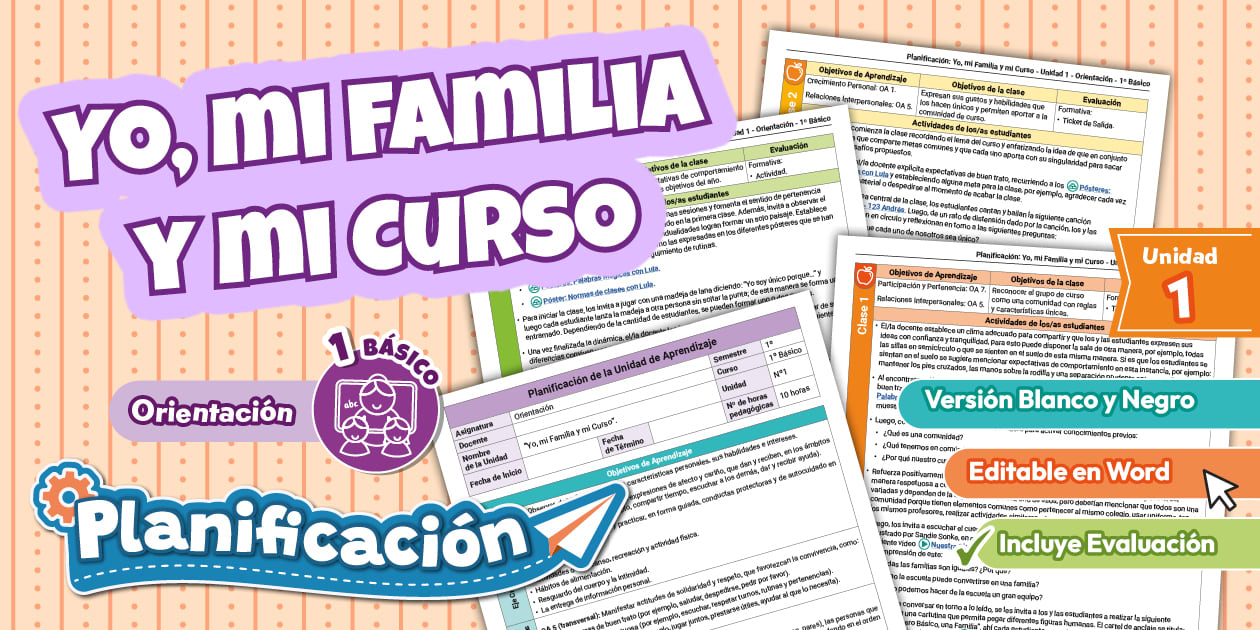 Planificación | Orientación | Unidad 1| 1° Básico |Comunidad