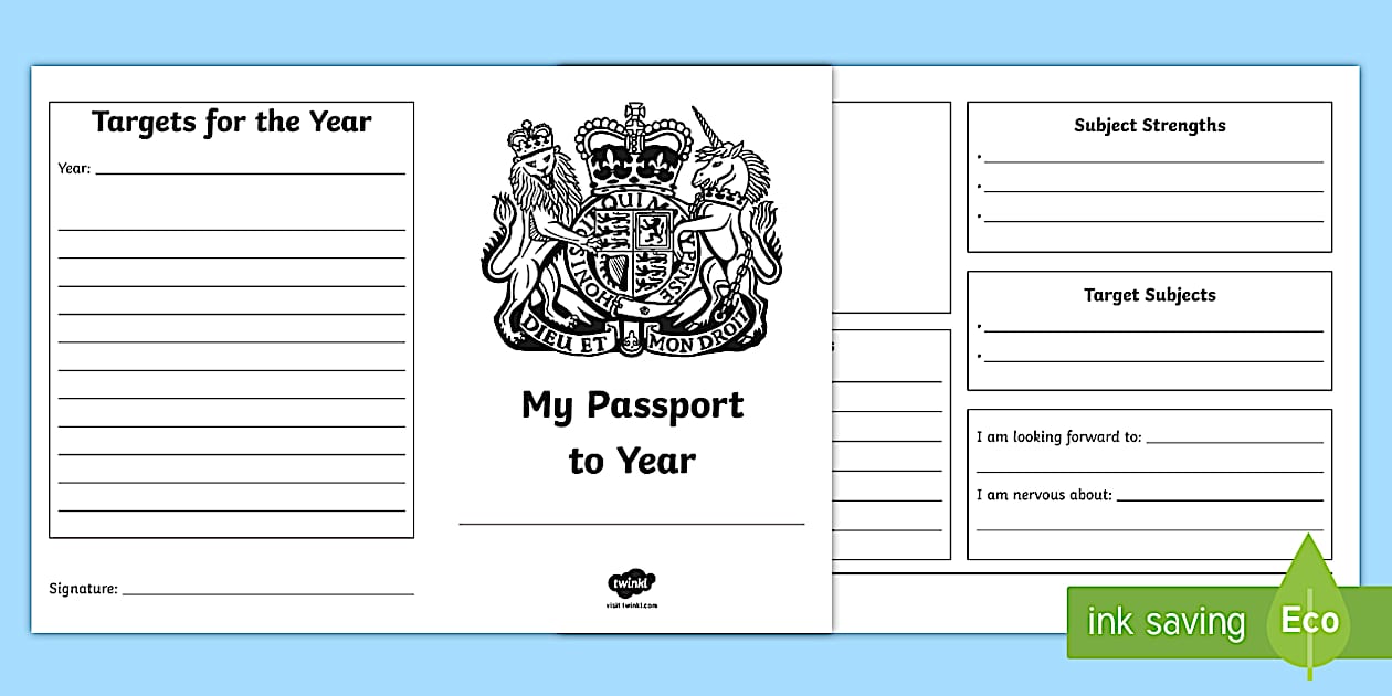 Editable Passport to the Next Year Writing Frames - Twinkl