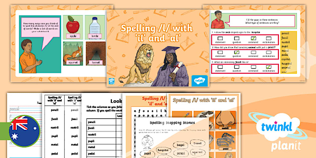 Year 4 Spelling: /l/ with 'il' and 'al' (Teacher-Made)