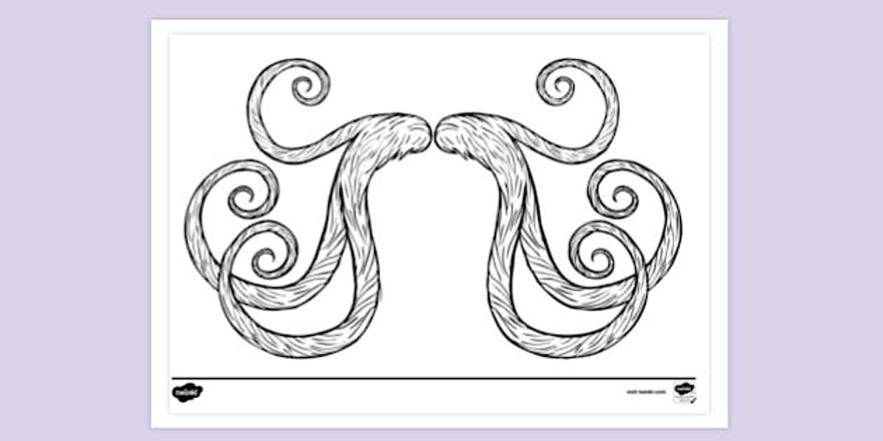 Silly Moustache Colouring Sheet | Colouring Sheets - Twinkl