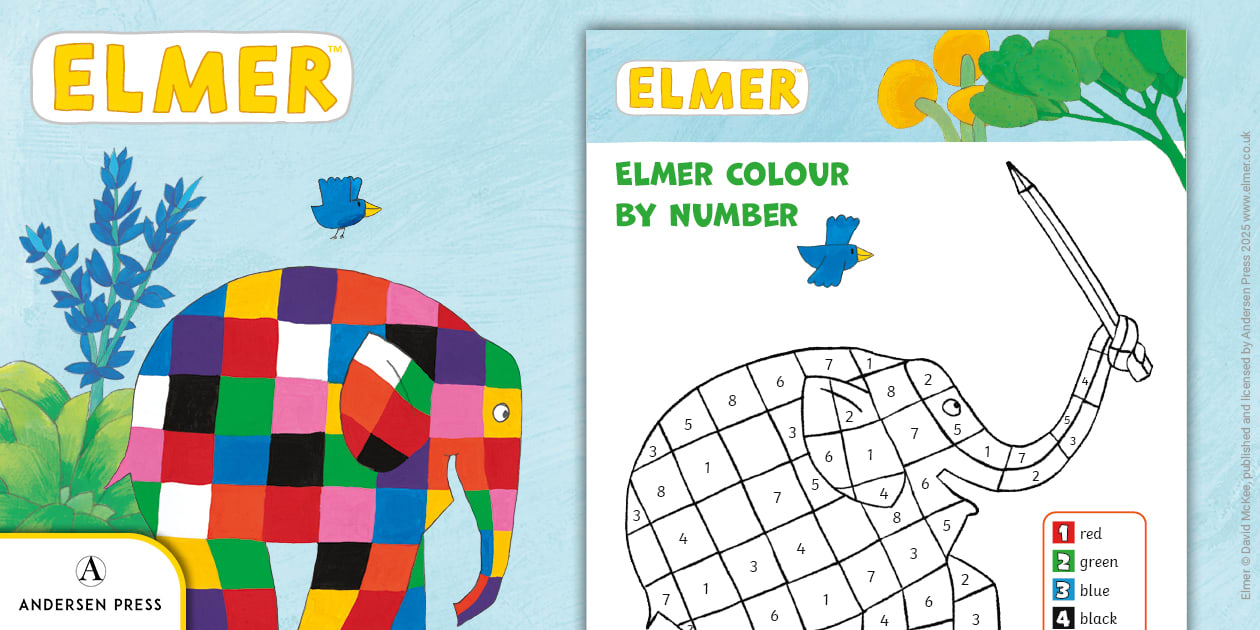 FREE! - Elmer: Colour by Number Activity Sheet - Twinkl