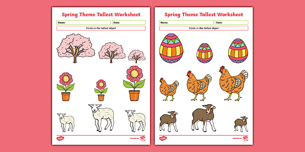 Spring Themed Themed Tallest Object Worksheet (teacher made)