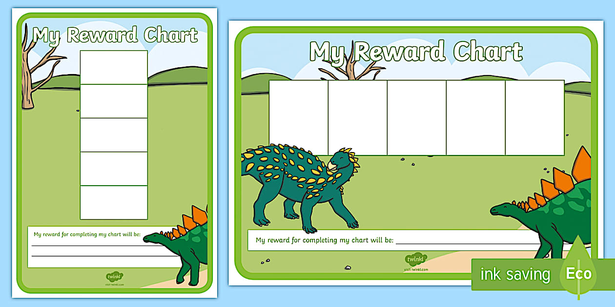 Editable Dinosaur 5-Frame Sticker Reward Charts - Twinkl