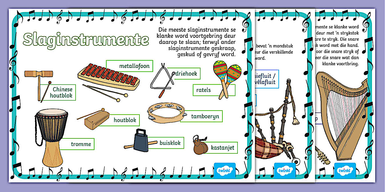 Musiekinstrumente Hoofgroepe Plakkate (teacher made)
