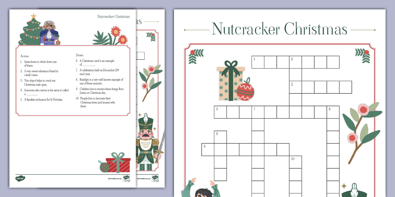 Nutcracker Christmas Crossword Years 3-6 (teacher made)
