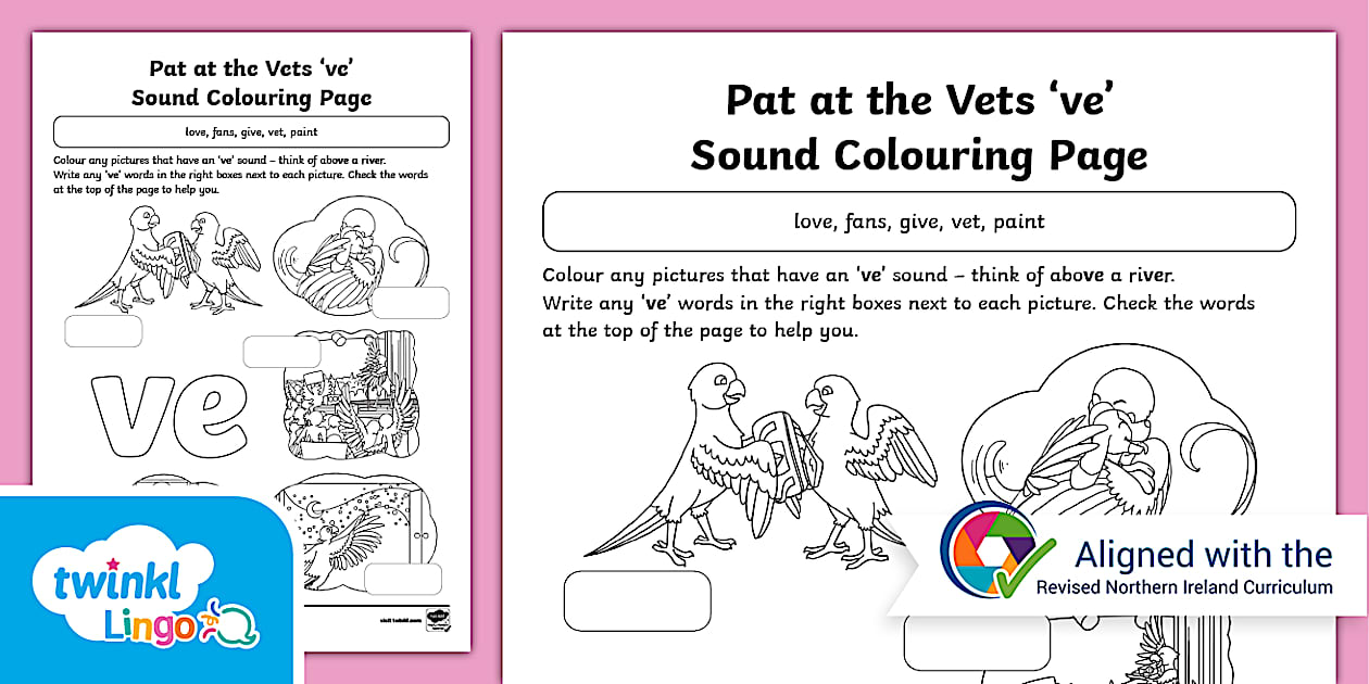 Pat at the Vets 've' Sound Colouring Page (Teacher-Made)