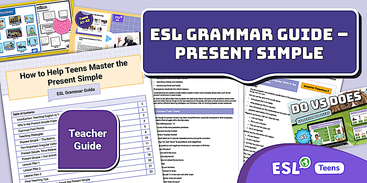 ESL Present Simple Grammar Guide; Lesson Plans and Handouts