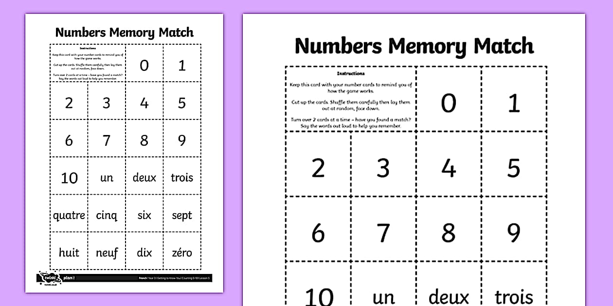 French Numbers 0-10 Memory Match Game | Twinkl - Twinkl