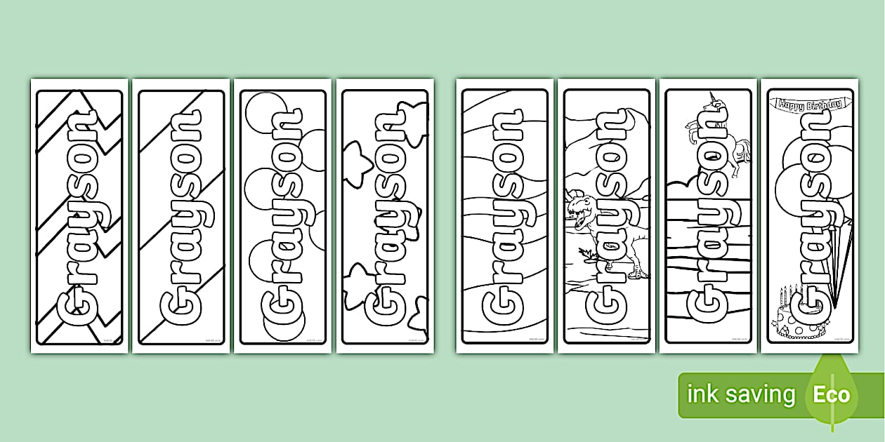 Grayson Name Simple Colouring Bookmarks | Twinkl | KS1