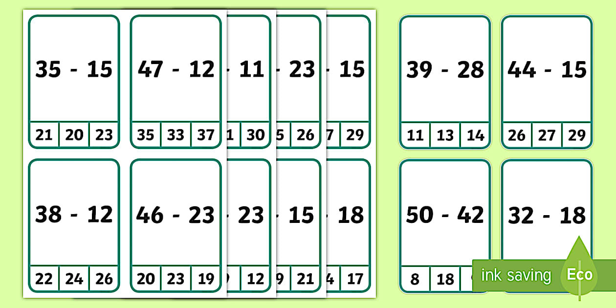 Subtraction within 50 Peg Cards Activity (teacher made)