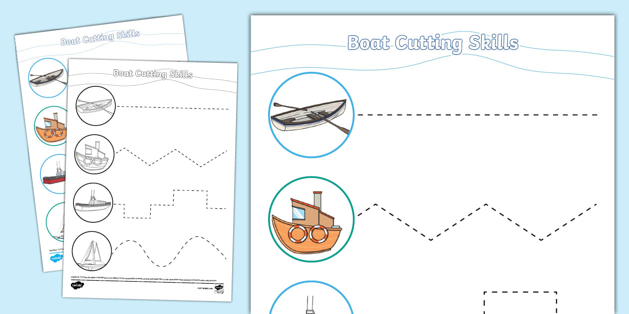 Boat-Themed Cutting Skills Worksheets (teacher made)