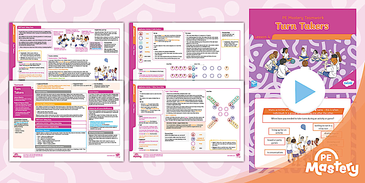 PE Mastery: Year 1 Teamwork Lesson 4 - Turn Takers - Twinkl