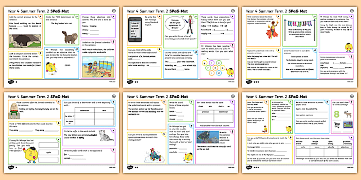 Lower Ability Year 4 Summer Term 2 SPaG Activity Mats