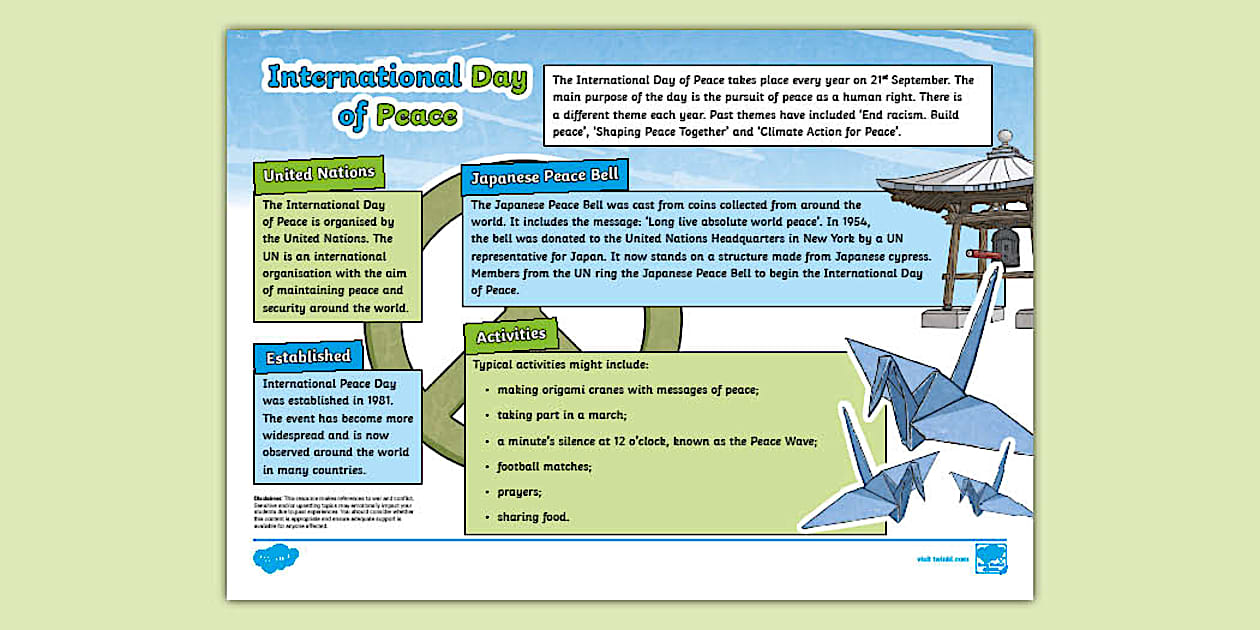International Day of Peace History Fact File | Twinkl