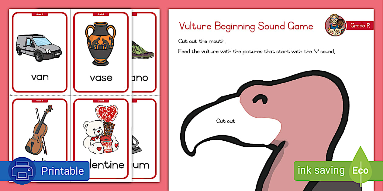 Gr. R Phonics Printable Game: V Sound