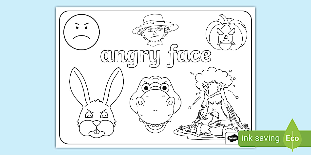 Angry Face Doodle Colouring Page (teacher made) - Twinkl