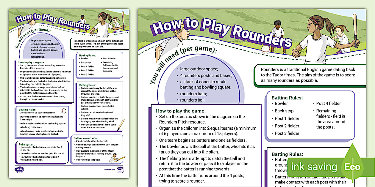 How to Play Rounders Adult Guidance (teacher made) - Twinkl