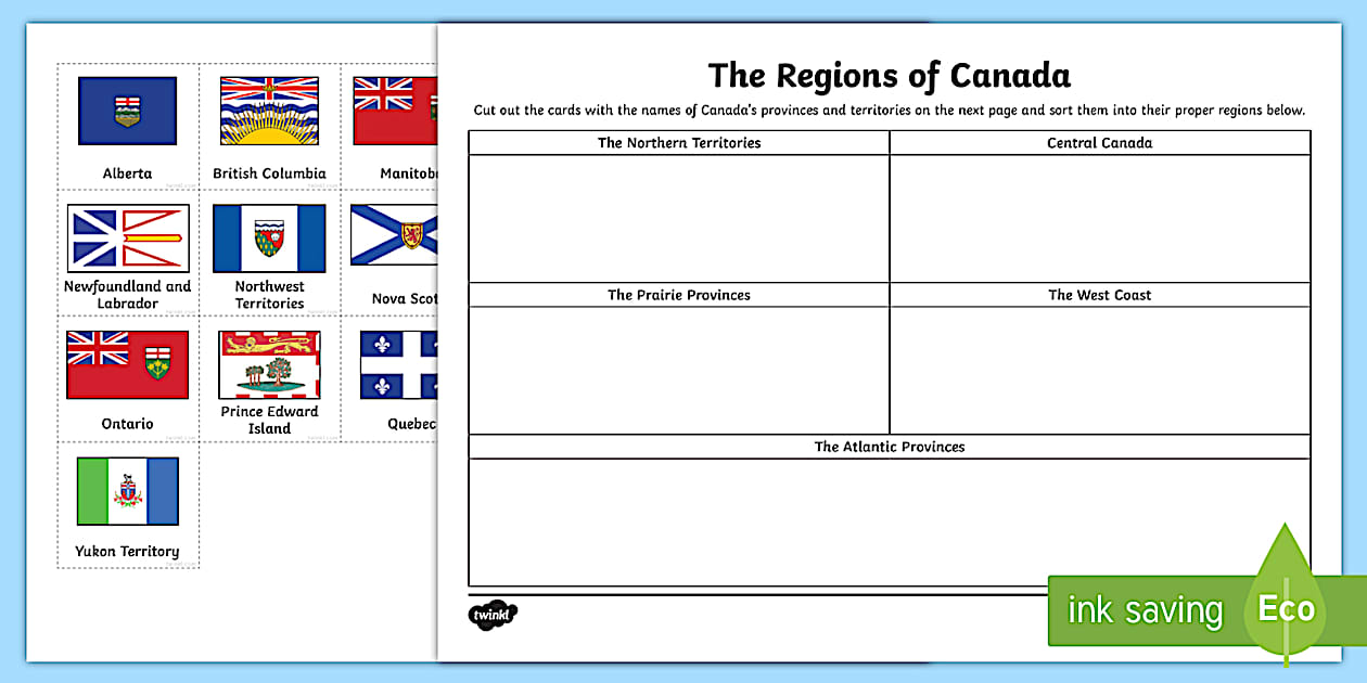 Regions of Canada Sorting Activity | Twinkl (teacher made)