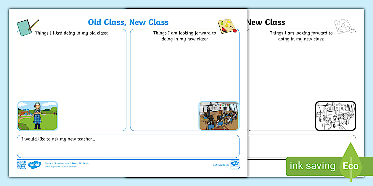 Old Class, New Class Transition Worksheet (teacher made)