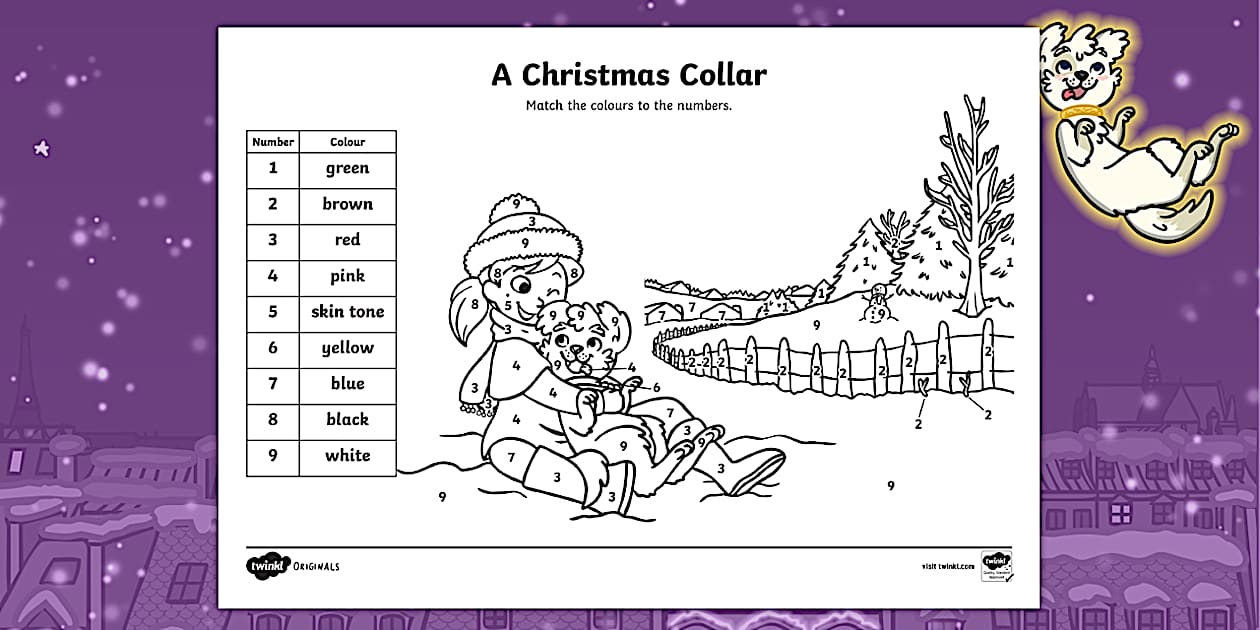 A Christmas Collar Colour by Number (Hecho por educadores)