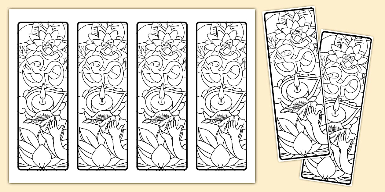 Symbols of Hindu Dharma Colouring Bookmarks - Twinkl