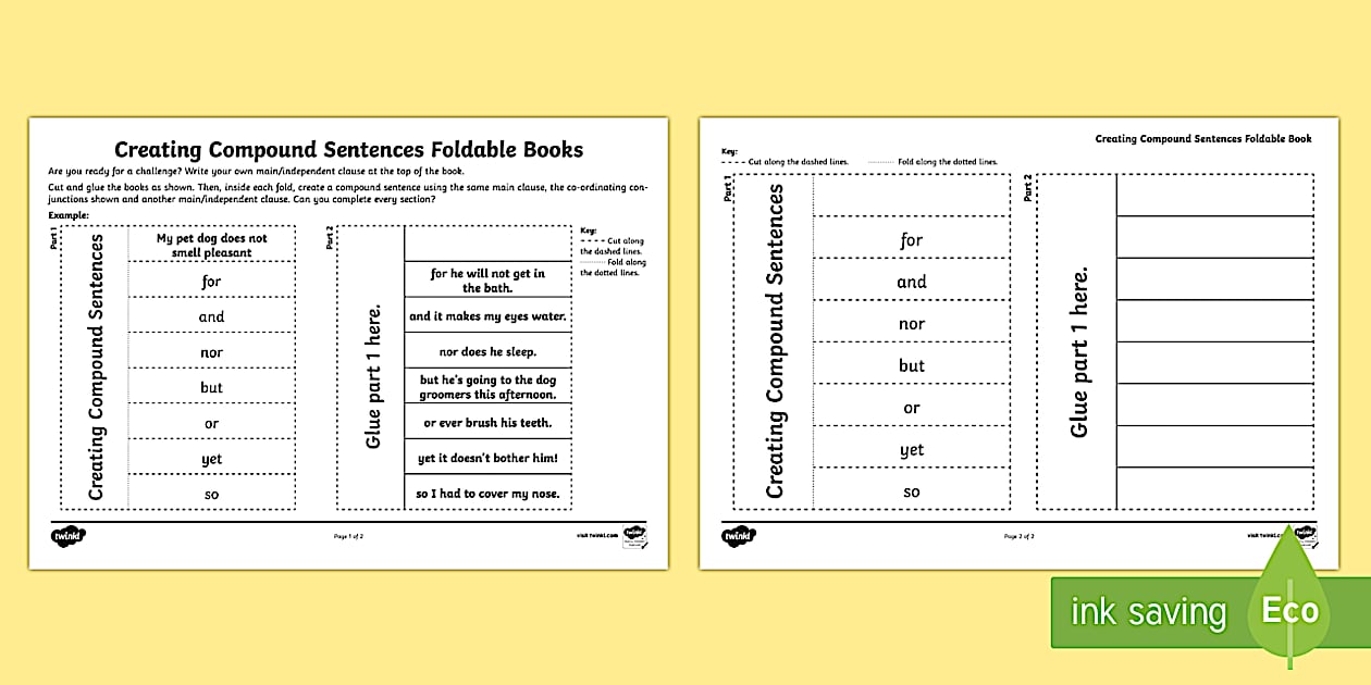 What Is a Compound Sentence?: Creating Compound Sentences Foldable Book