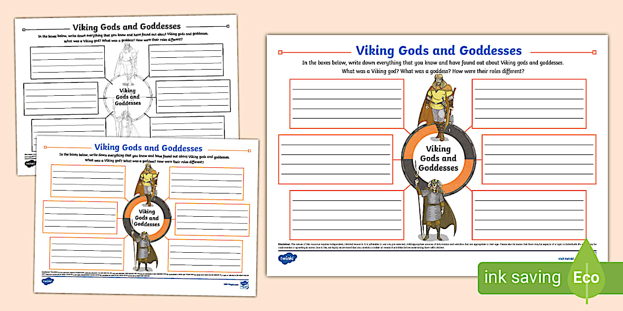 Viking Gods and Goddesses Mind Map (teacher made) - Twinkl