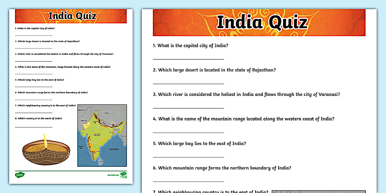 India Map Quiz (teacher made) - Twinkl