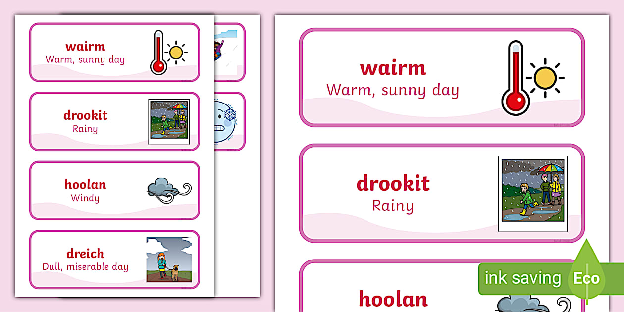 Editable Scots Weather Word Cards (teacher made) - Twinkl