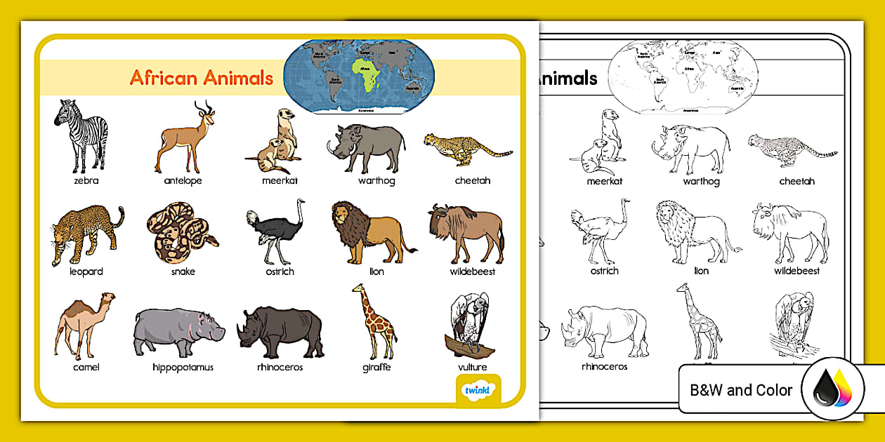 African Animals Word Mat (teacher made) - Twinkl