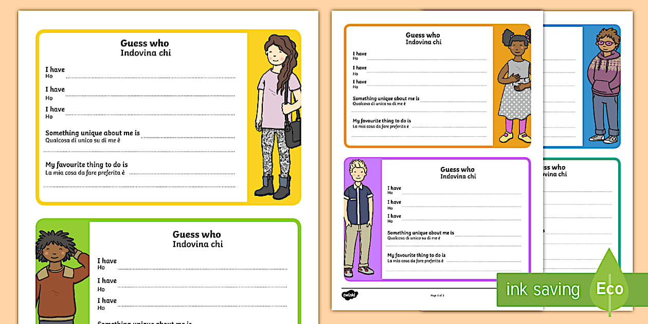 Transition Guess Who Activity English/Italian - Twinkl