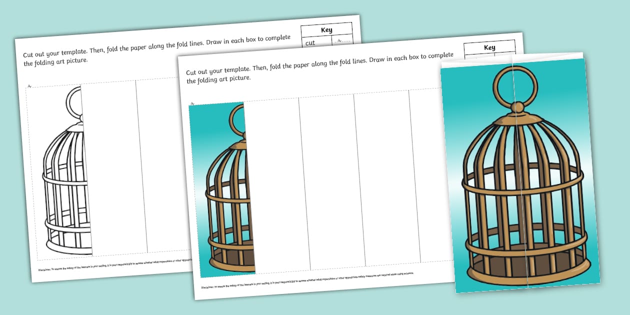 * NEW * Bird Cage Folding Art Template - Twinkl Art