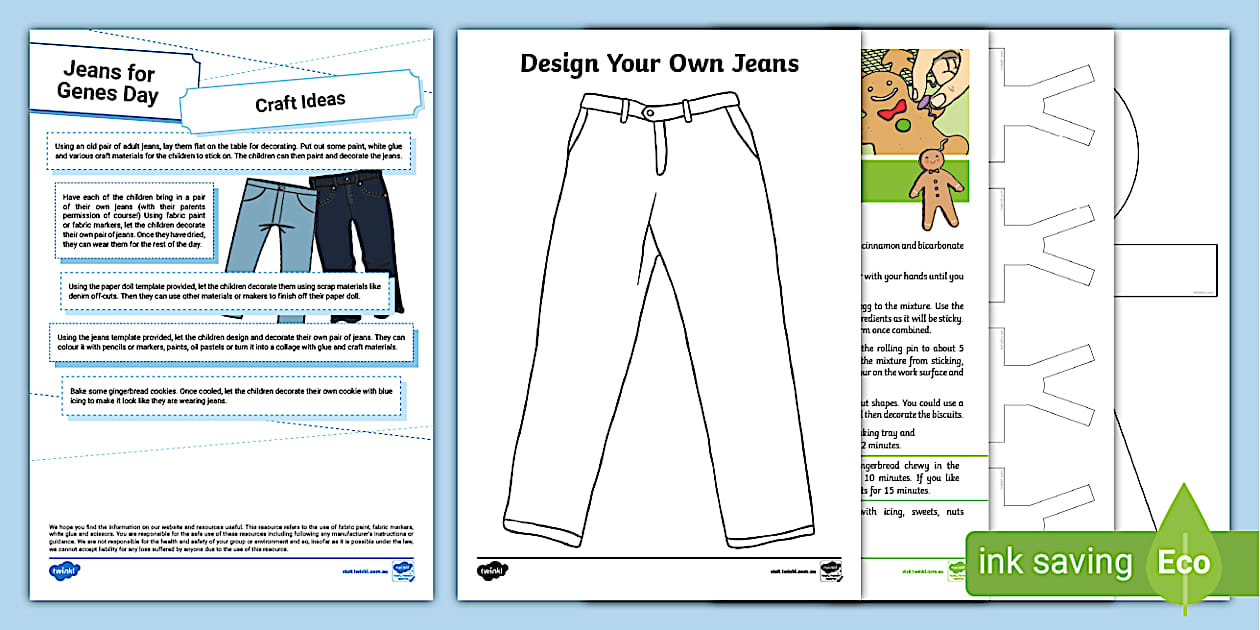 Jeans for Genes Day Craft Ideas (teacher made) - Twinkl