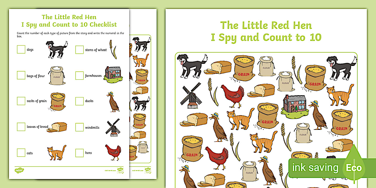 👉 The Little Red Hen I Spy and Count to 10 (teacher made)