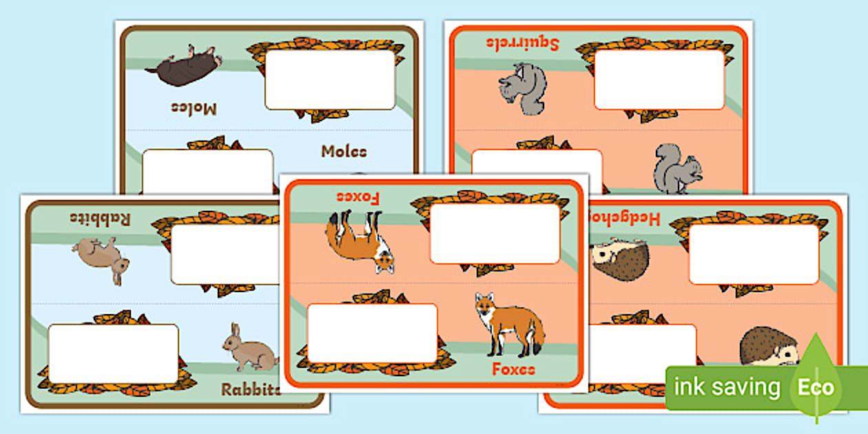 Cursive Editable Class Group Signs (Woodland Animals)