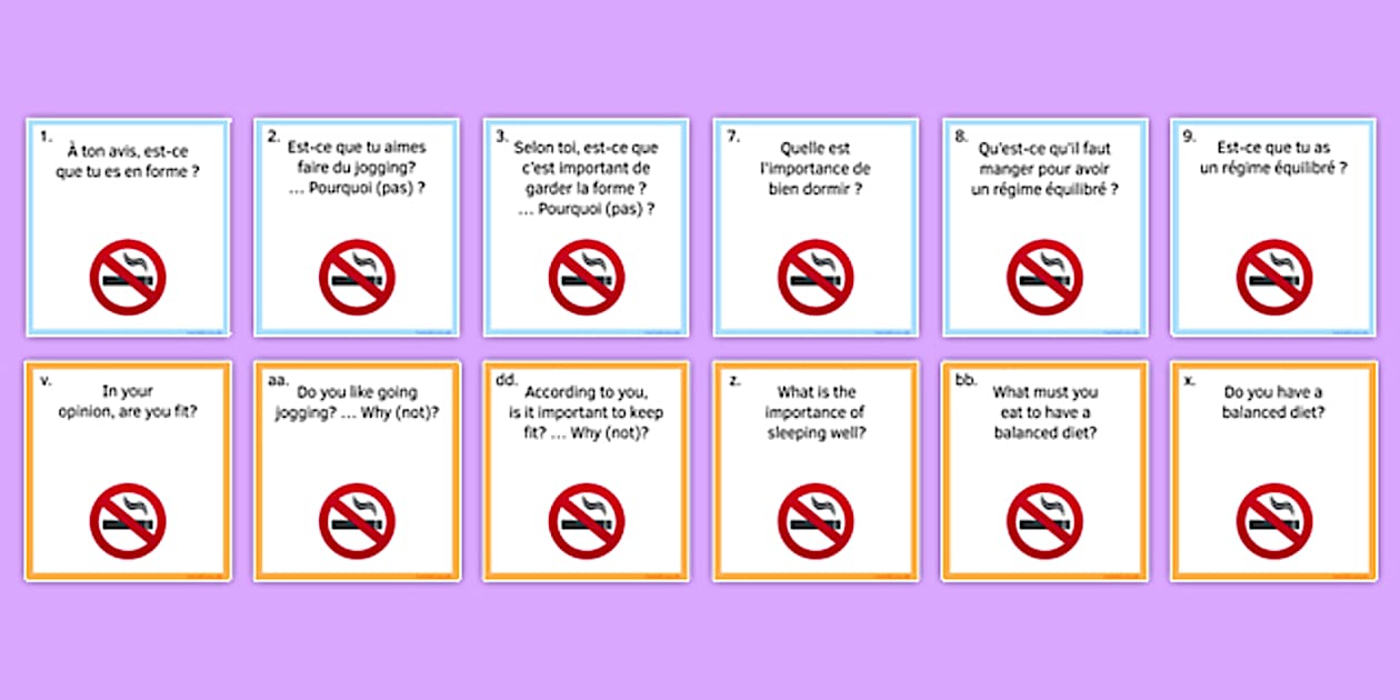 Social Issues Question Pair Cards French (teacher made)
