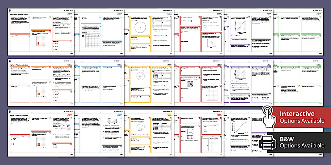 Maths Foundation and Higher Revision Activity Mats | KS4 Maths