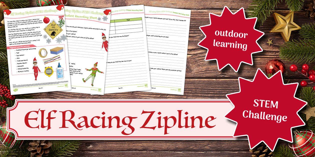 Elf Racing Zipline STEM Challenge | 3-6 Christmas STEM