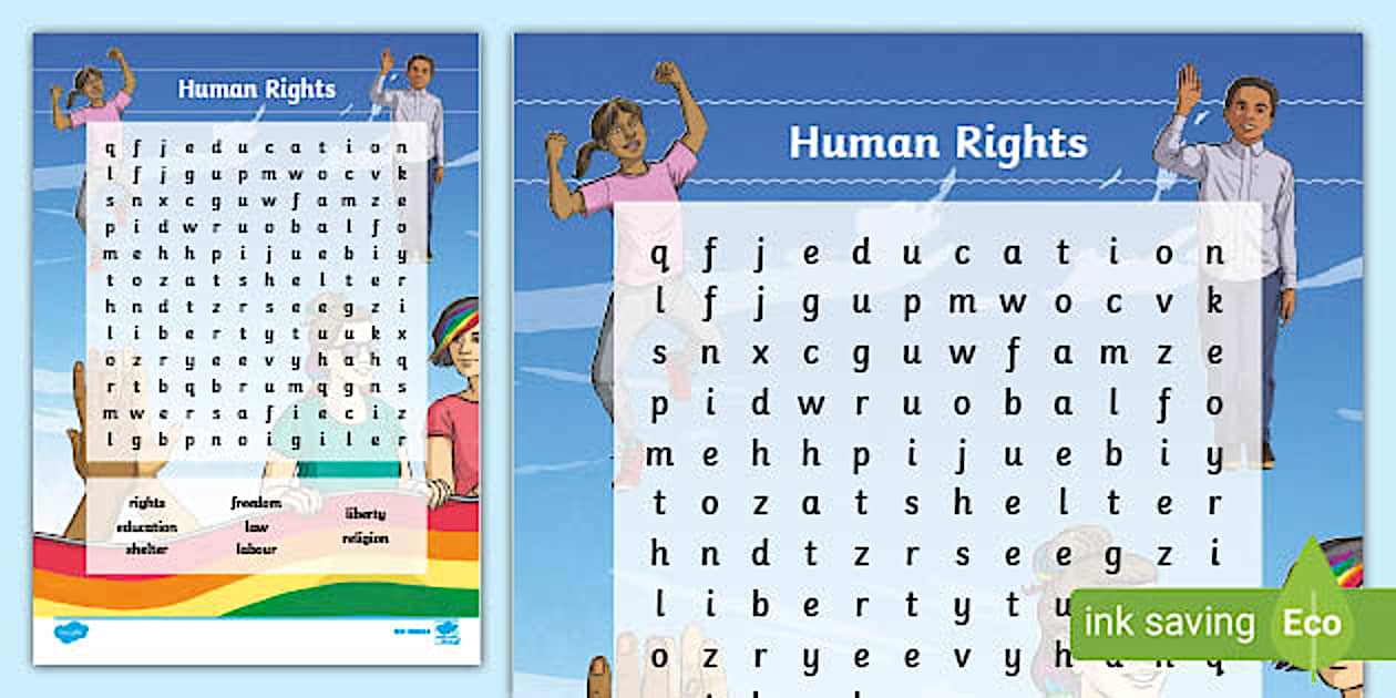 Human Rights Word Search (teacher made) - Twinkl