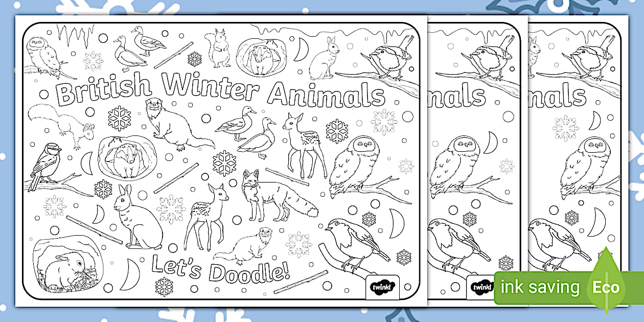 British Winter Animals-Themed Doodle Activity (teacher made)
