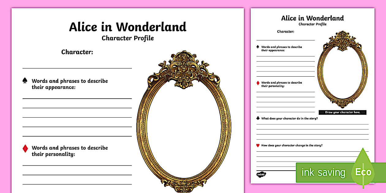 'Alice in Wonderland' Profile Worksheet - Creative Writing