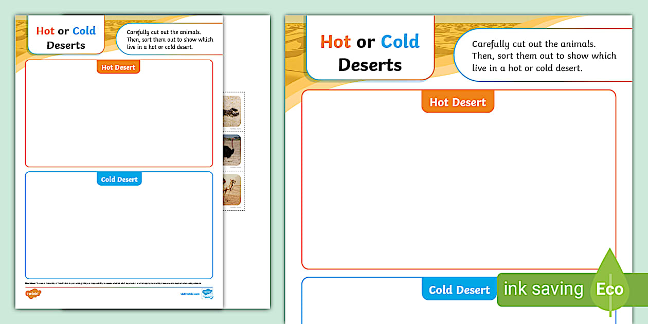 Hot or Cold Desert Sorting Worksheet (teacher made) - Twinkl
