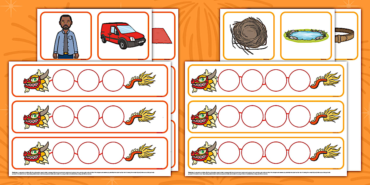 Dragon Bottle Top Word Building Cards (teacher made)