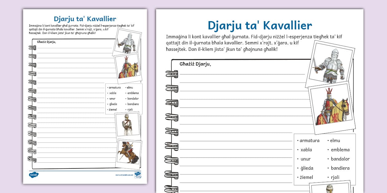 Karta tal-Ħidma | Il-Kitba: Djarju ta' Kavallier