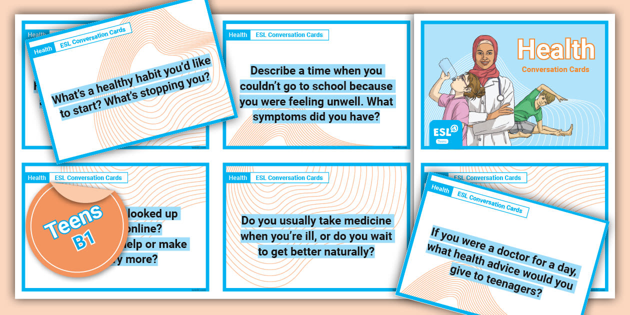 ESL Conversation Cards: Health for Teens (teacher made)