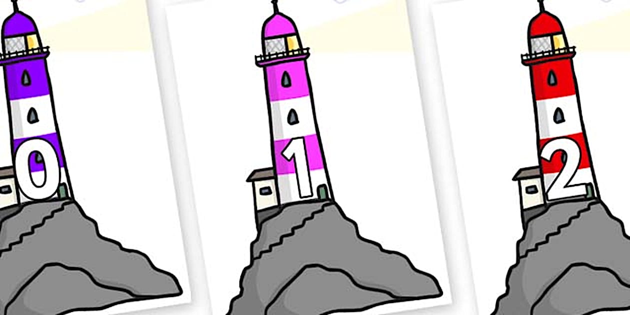Numbers 0-100 on Lighthouses (Hecho por educadores) - Twinkl